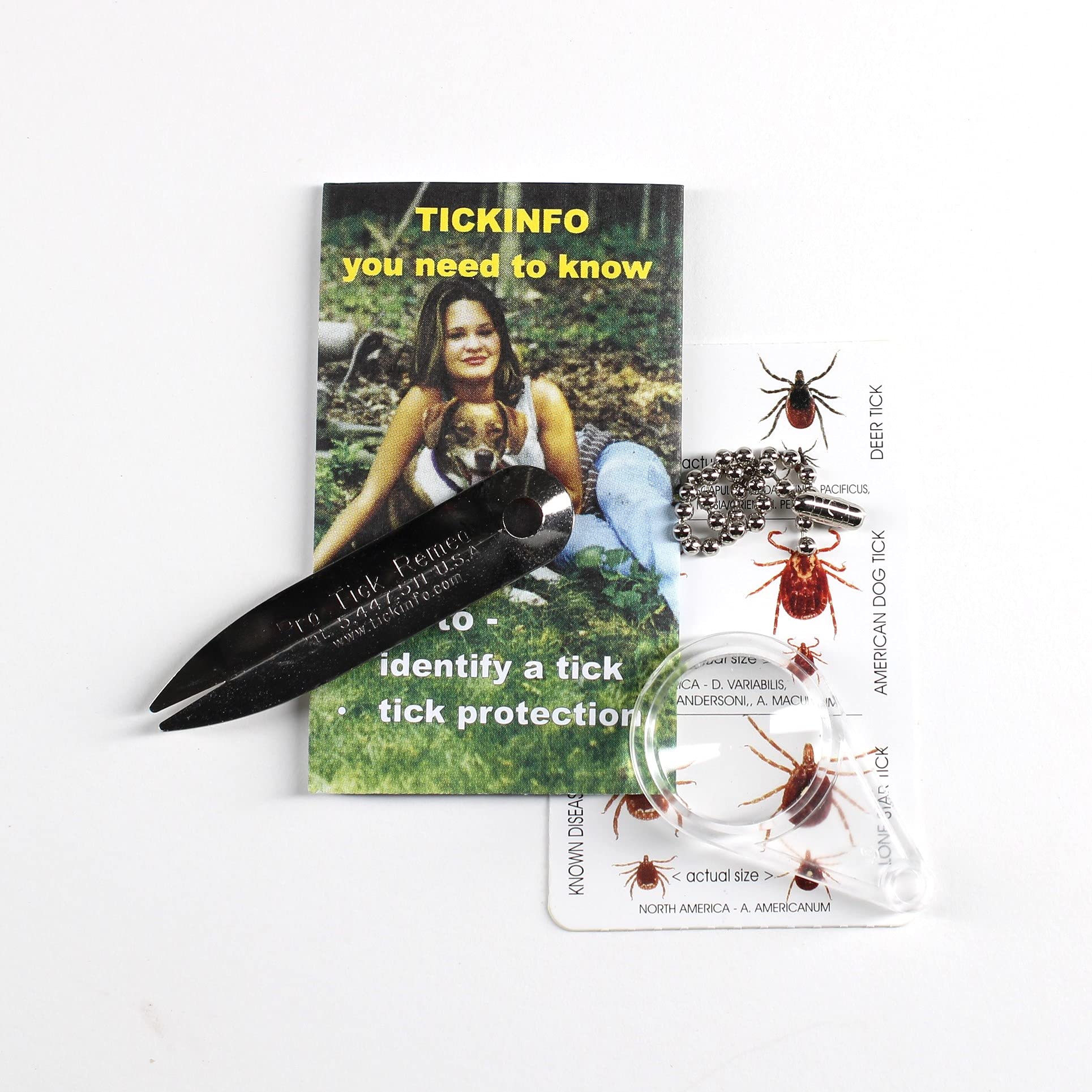 ProTick Remedy 5-Piece Kit (2 Pack) – Precision Steel Tick Remover, 5X Magnifier, Chain, Tick ID Card, Tick ID Information and Protection. Removes All Tick Species and Sizes from Humans and Animals