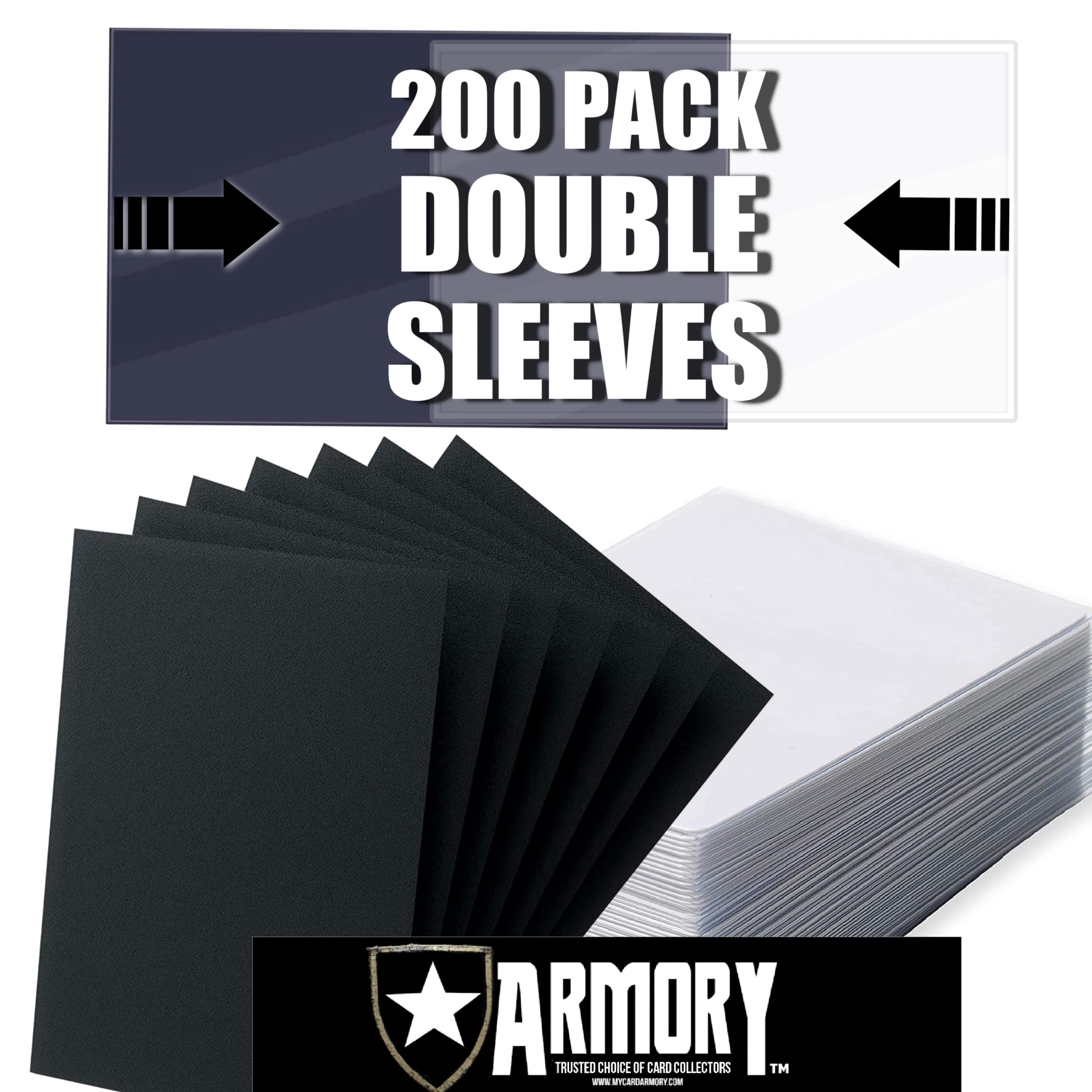 ARMORY 200 Pack Double Sleeves for Deck Cards | Made for Trading and Gaming Cards Yugioh, Yu-Gi-Oh!, Pokemon, Legends, Marvel Champions, Final Fantasy, TCG, CCG, LCG, MTG, JRPG