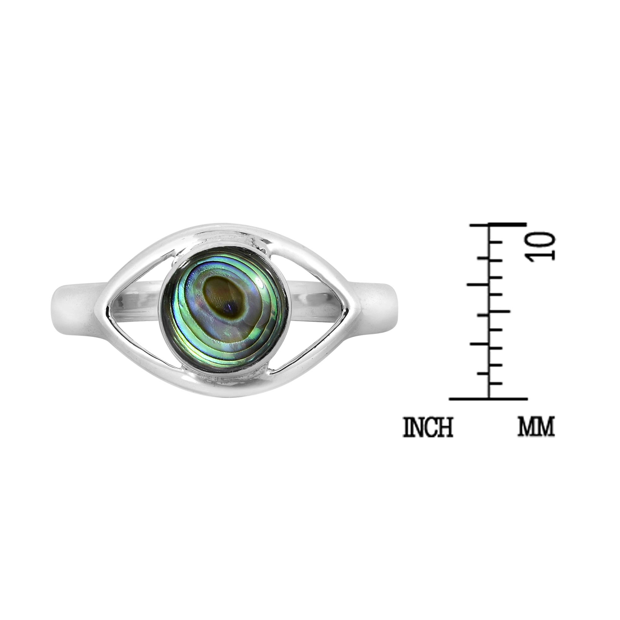 AeraVida Mystical Evil Eye with Abalone Shell Inlay .925 Sterling Silver Ring (11)