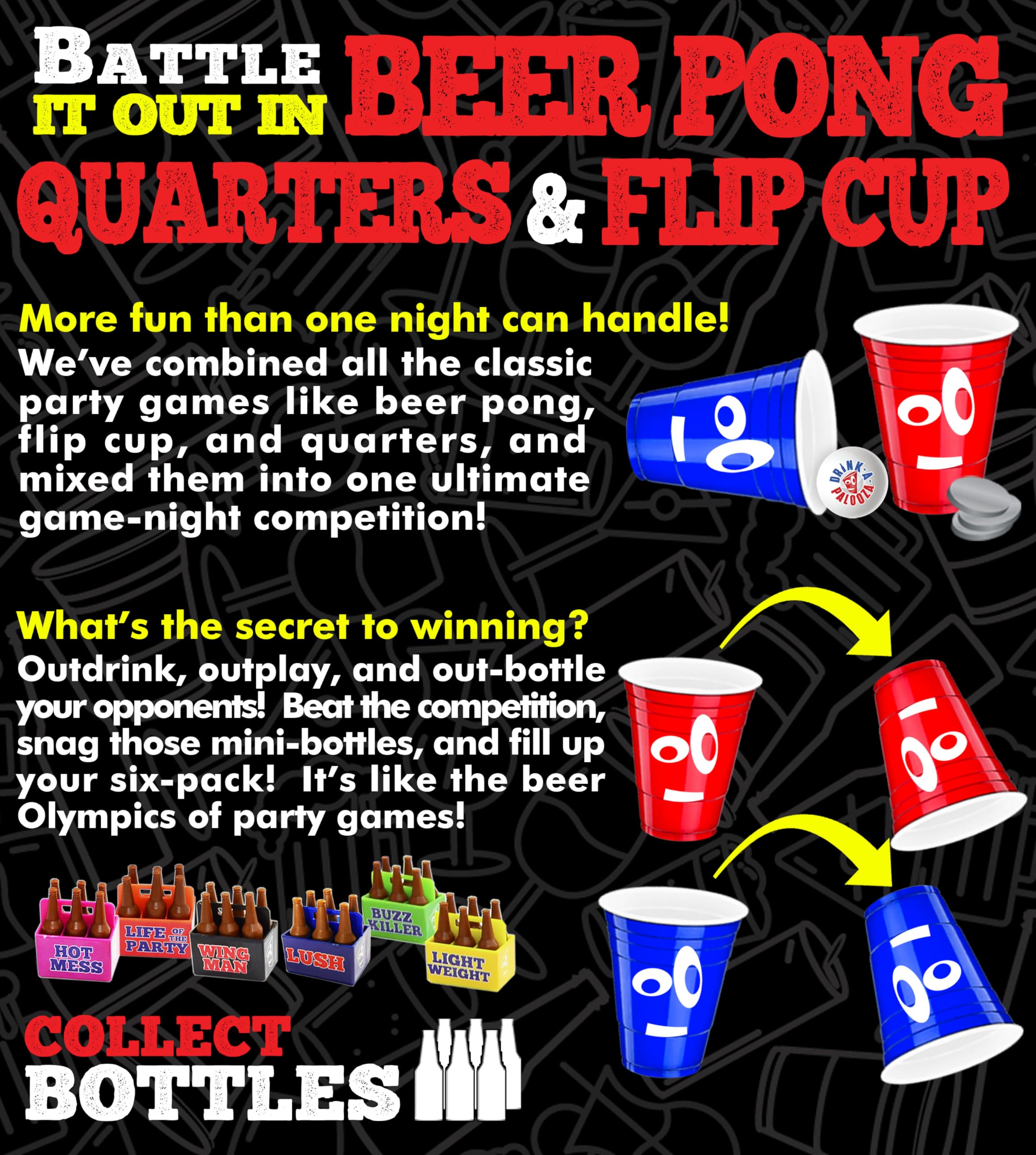 DRINK-A-PALOOZA Drinking Games for Adults - Competitive Board Game for Parties, 21st Birthdays, and Game Nights; Features Drinking Card Games, Beer Pong, and Couples Games – The Perfect Novelty Gift