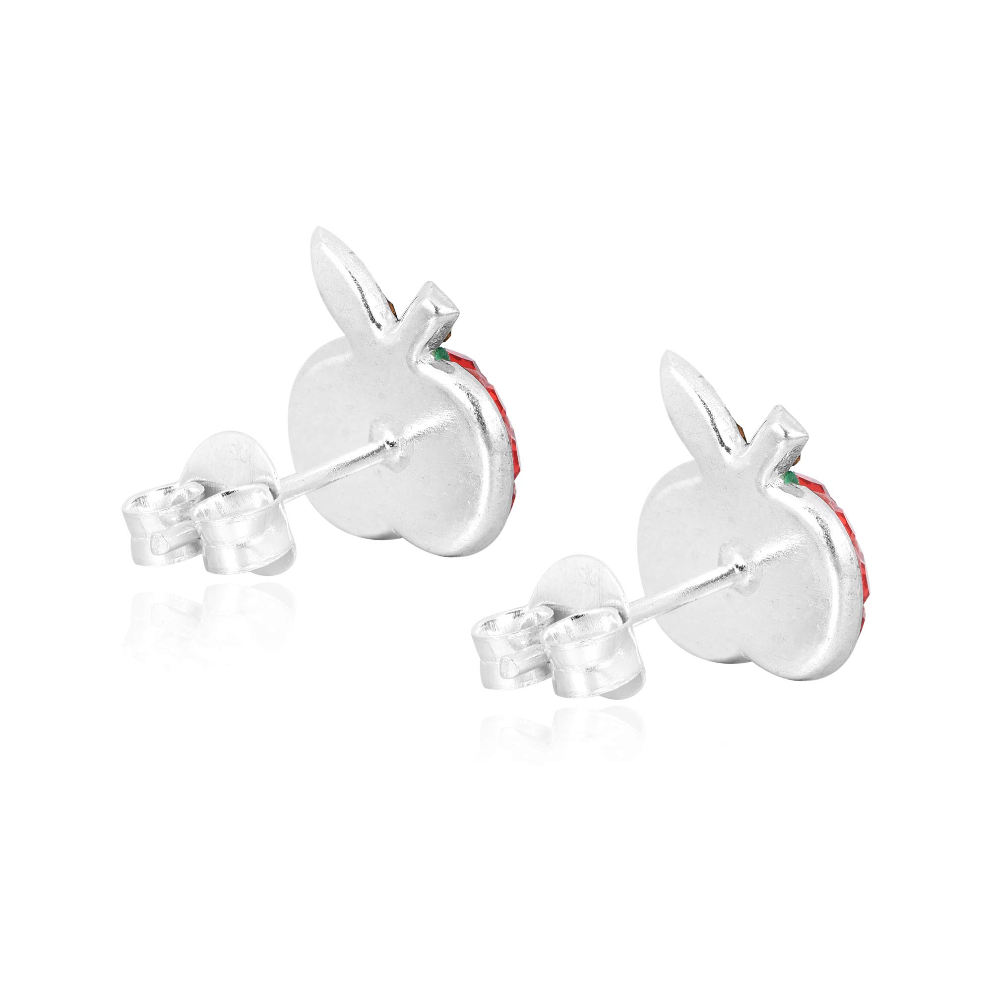 AeraVida Plump Red Apple Cubic Zirconia .925 Sterling Silver Stud Earrings | Classic Stud Earrings for Women | Fruit Earrings