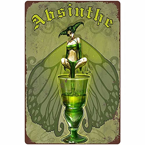 Butterfly Absinthe Metal Signs Room Decor,Home Coffee Barthroom Bar Garage Garden Wall Decor French Advertising Posters Gifts Vintage Aluminum Plaque