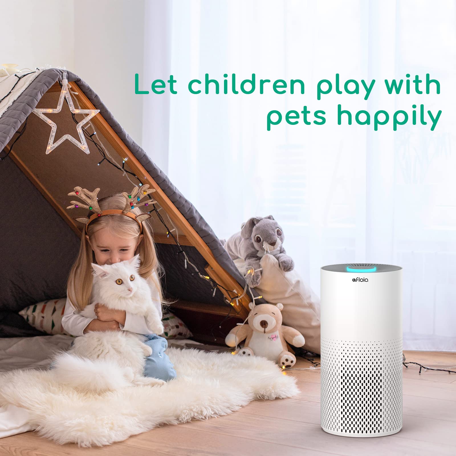 Air Purifiers for Home Large Room Up to 1076 Ft² KILO, Afloia Washable & Removable Pet Replacement Filter