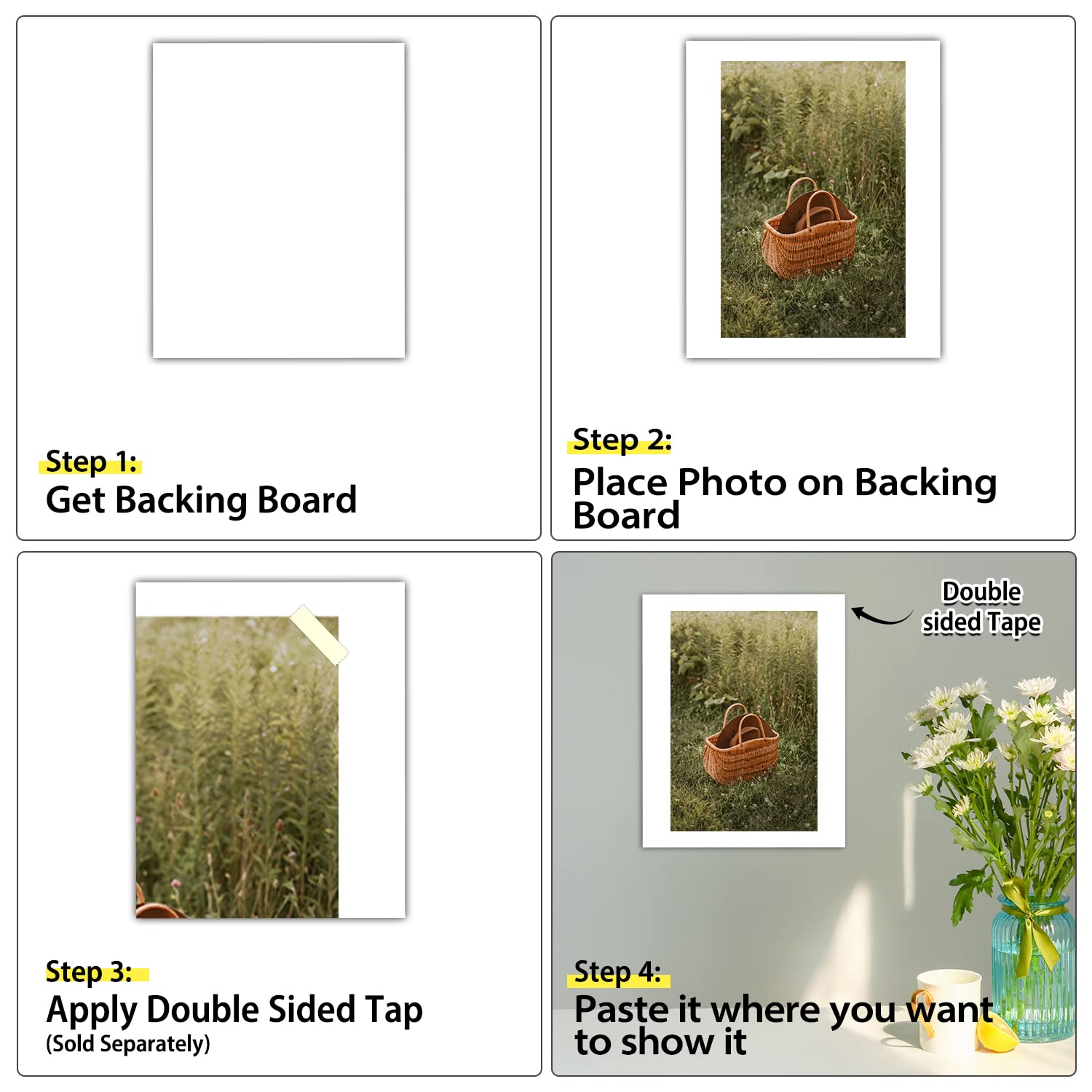 Golden State Art, 12x18 Picture Mat Matte Backerboards for Framing. Pack Contains 50 Backing Boards (White, 50 Pack)