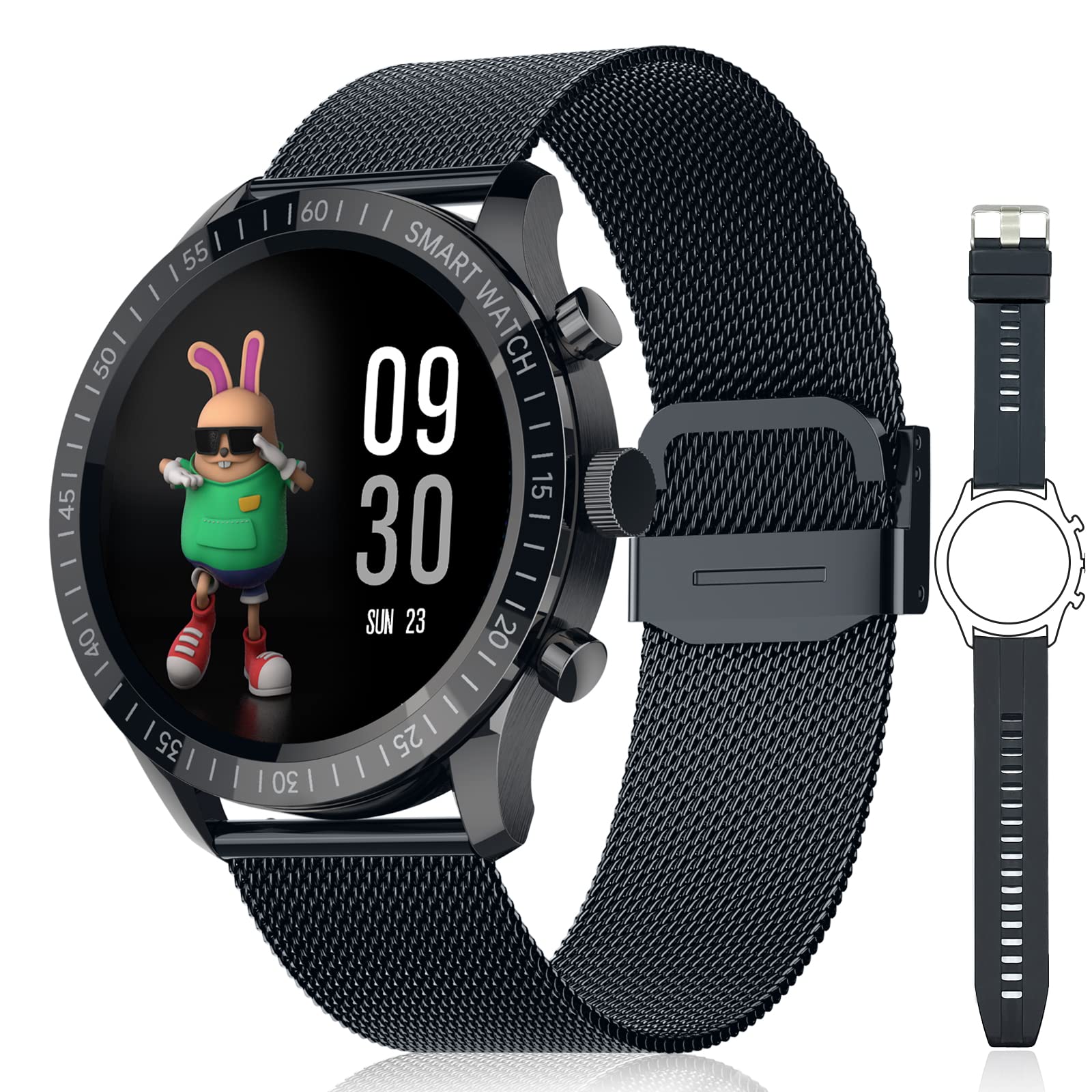BOZLUN Smart Watch for Men, 1.32" HD Touch Screen with Heart Rate Monitor Blood Pressure Monitor Sleep Quality Fitness Watch Tracker, 5ATM Waterproof Smart Watch for Android and iPhone