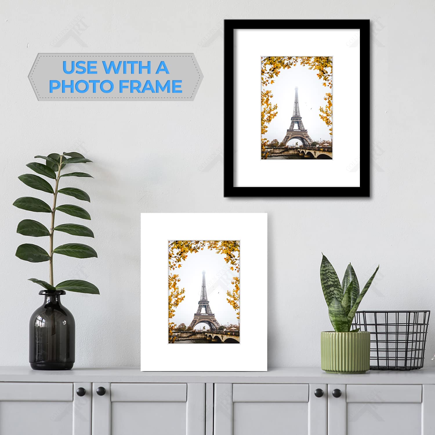 Golden State Art, 8x10 White Picture Mats with White Core Bevel Cut for 5x7 Pictures (Pack of 10 Mats)