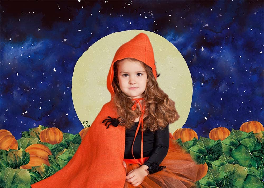 Halloween Background Moon Pumpkin Starry Night Decoration Halloween Party Backdrop Kids Birthday Cake Table Banner Studio Photography Props 72x48 inch