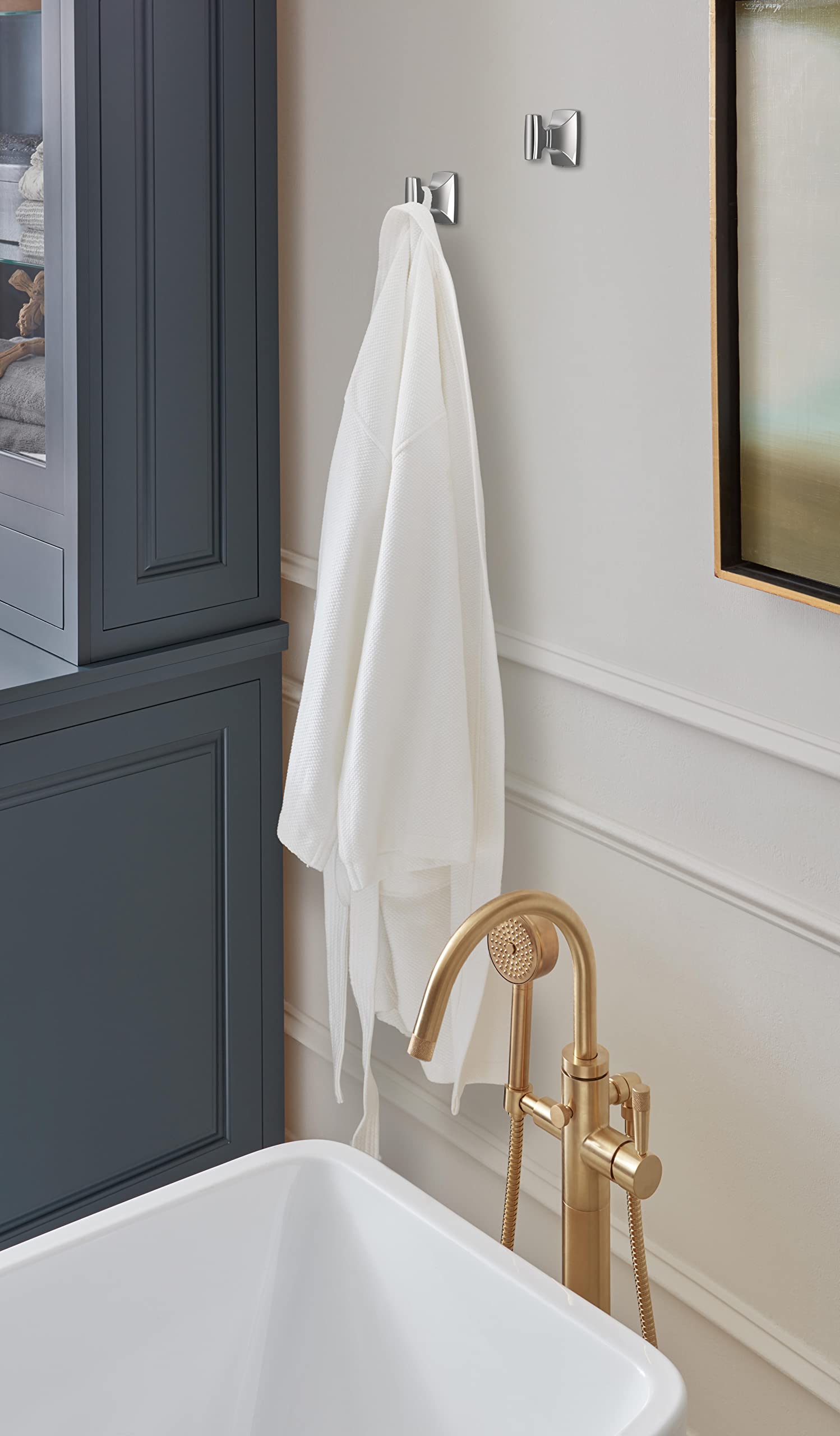 Amerock BH3601026 | Chrome Single Robe Hook | 2-5/8 in. (67 mm) Length Towel Holder | Highland Ridge | Towel Hook for Bathroom | Bathroom Hardware | Bath Accessories