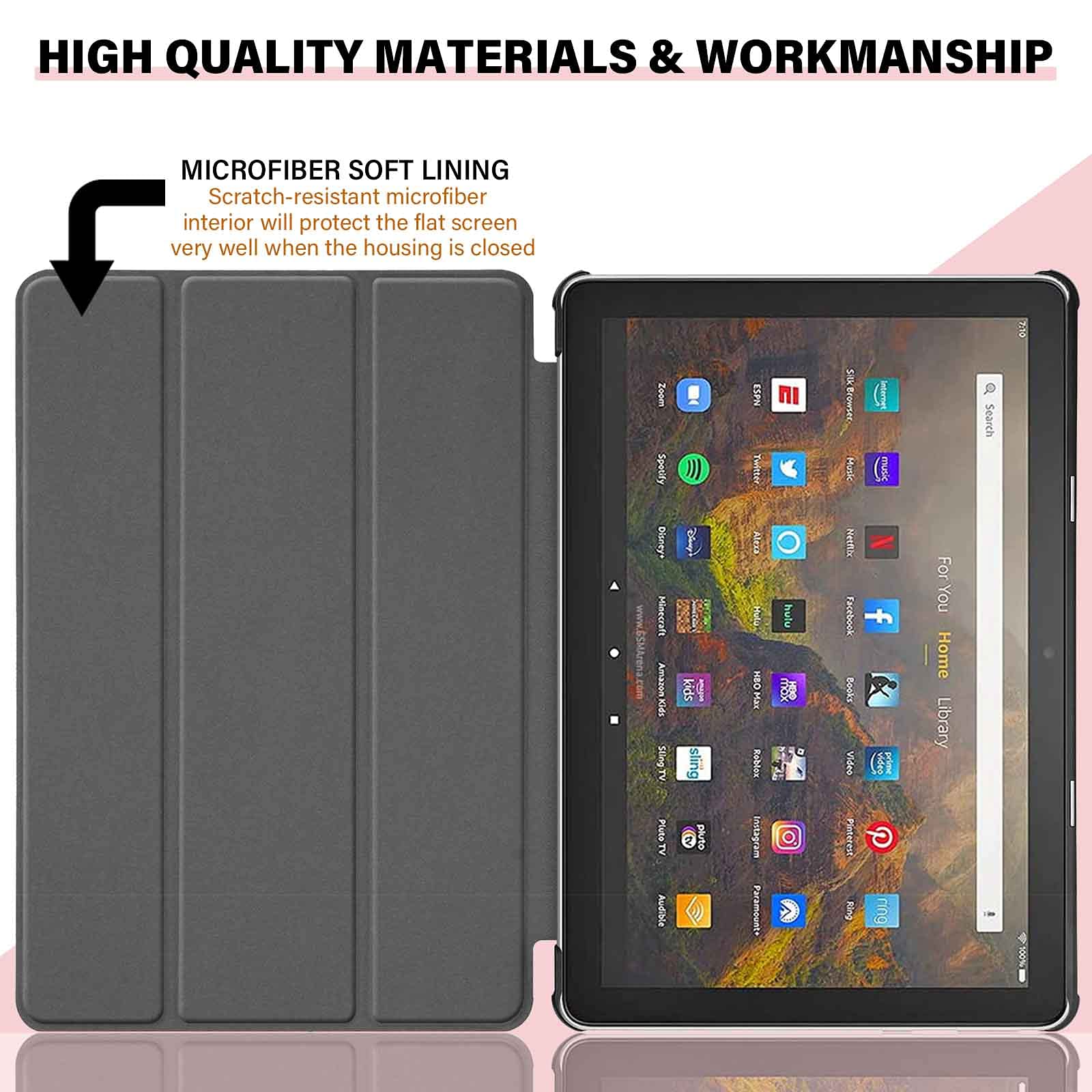 Aippdo Case for All-New Fire HD 10 & Fire HD 10 Plus Tablet (10.1", 11th Generation, 2021 Release), Slim Folding PU Leather Stand Cover Case with Auto Wake/Sleep