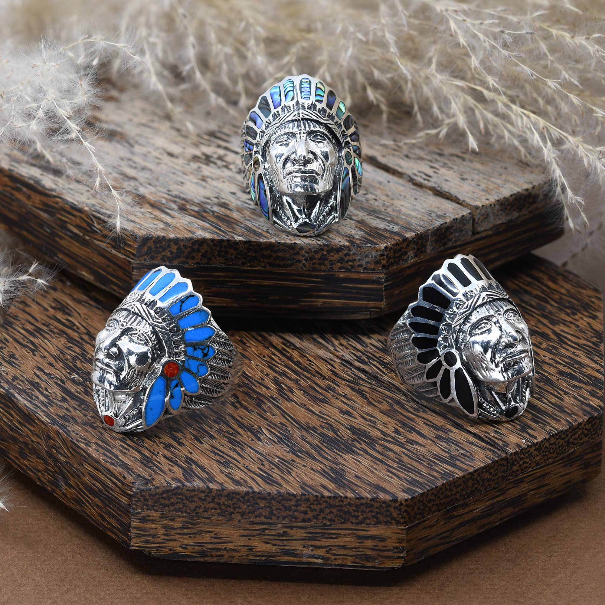 AeraVida Stylish Native American Style Abalone Shell .925 Sterling Silver Ring | Statement Fashion, Promise Ring, Couple Unisex Ring | Size 10