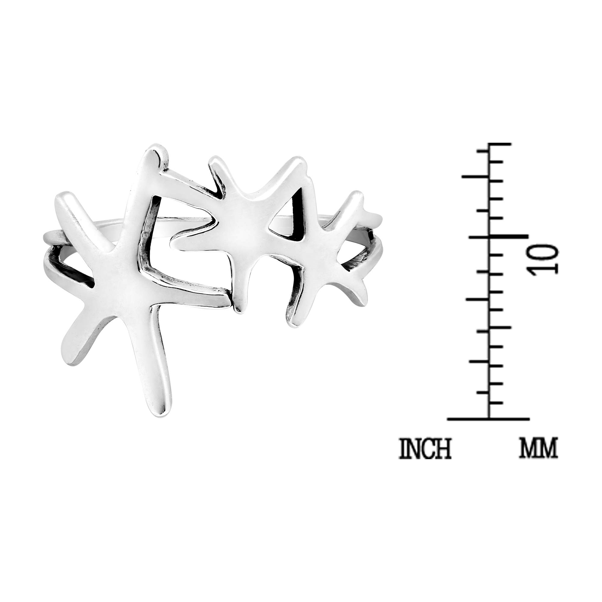 AeraVida Tropical Beach Inspired Triple Starfish .925 Sterling Silver Ring (7)