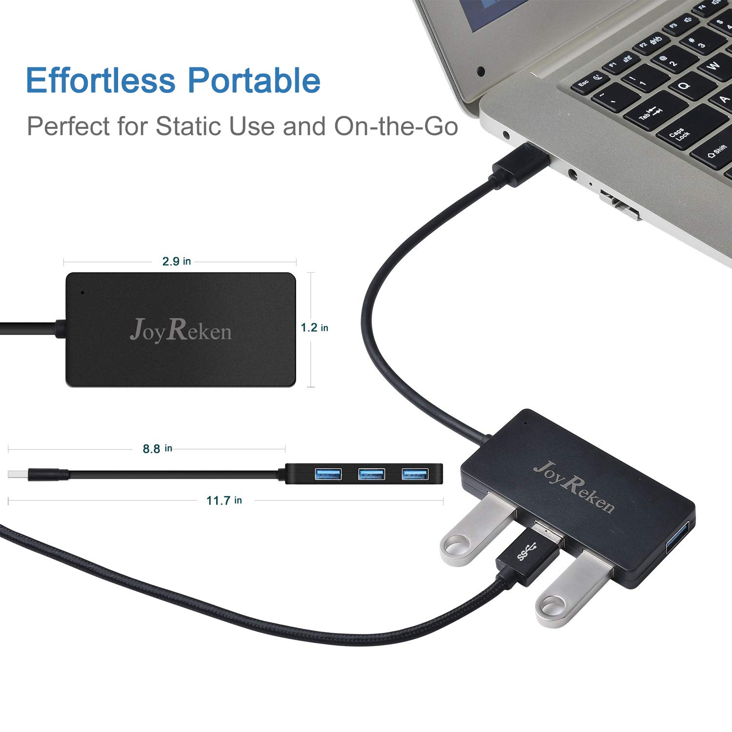USB 3.0 Hub, JoyReken Ultra Slim 4-Port USB 3.0 Data Hub Portable Super Speed for MacBook, Mac Pro/Mini, iMac, XPS, Surface Pro, Notebook, PC, USB Flash Drives, Mobile HDD, and More[Upgraded]