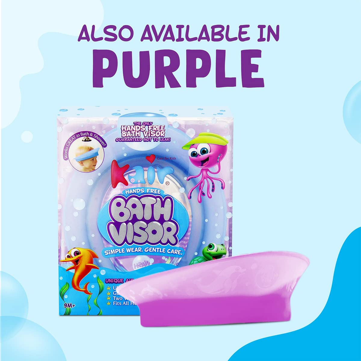 Kair Air Cushioned Bath Visor, Shower Cap For Kids, Hair Washing Hat For Toddlers Adults, Purple