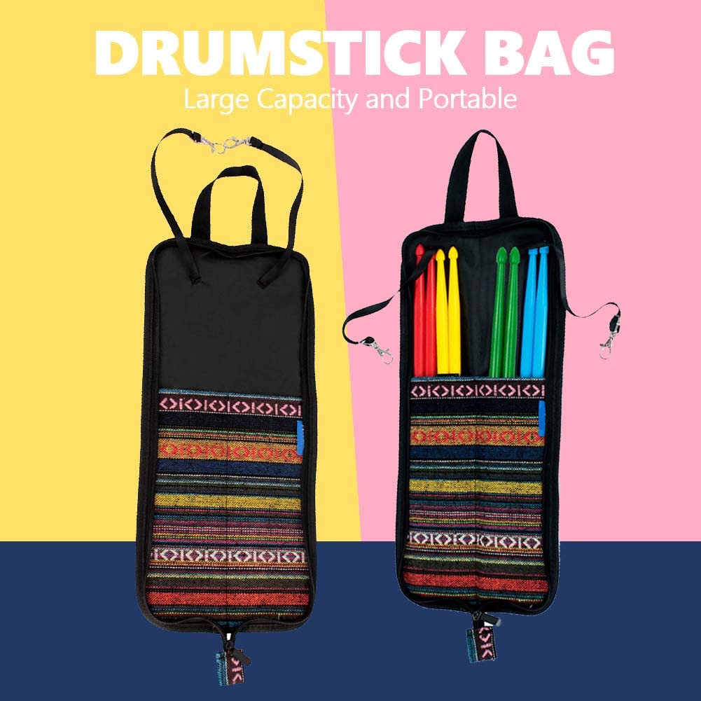 Drum Stick Bag, Portable Drumstick Case Hanging Bag Drumstick Bag with Handle for Drum Set Mallet and Percussion Sticks