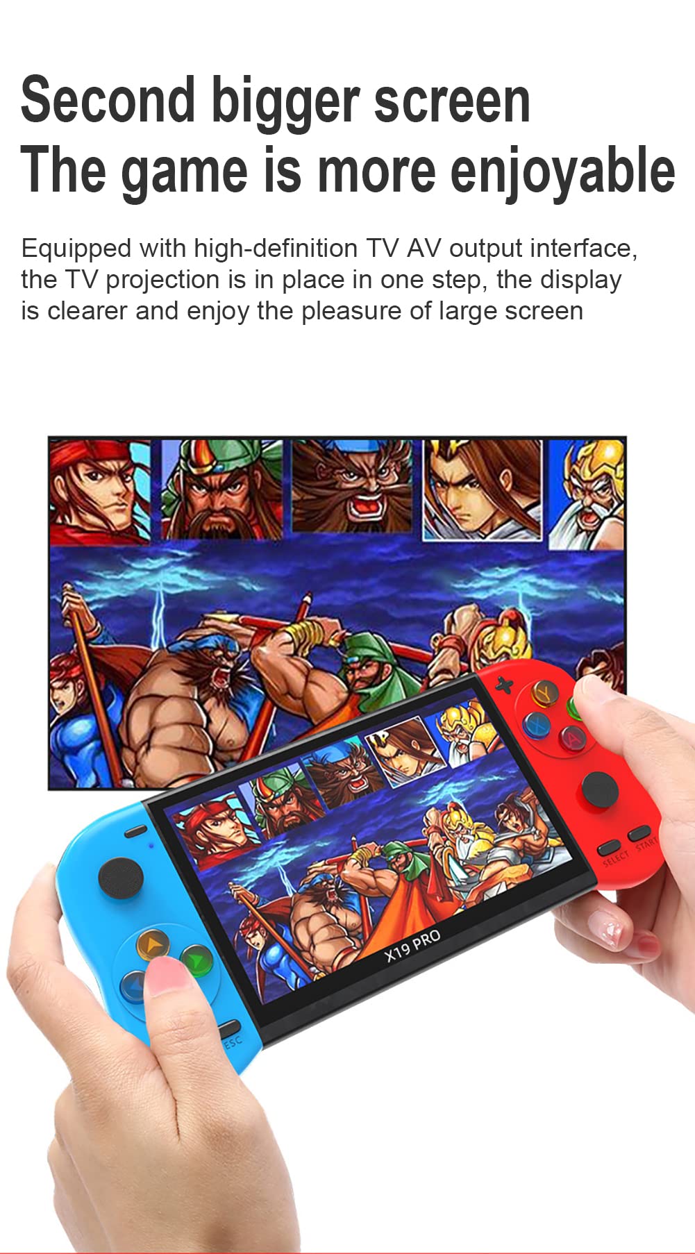 Kajiali X19 Pro Handheld Game Console, 5.1" HD Retro Game Console Built-in 5000＋No-Repeat Games, Dual Joystick Video Game Console Support TV Output Compatible with 10 Emulators, 8G