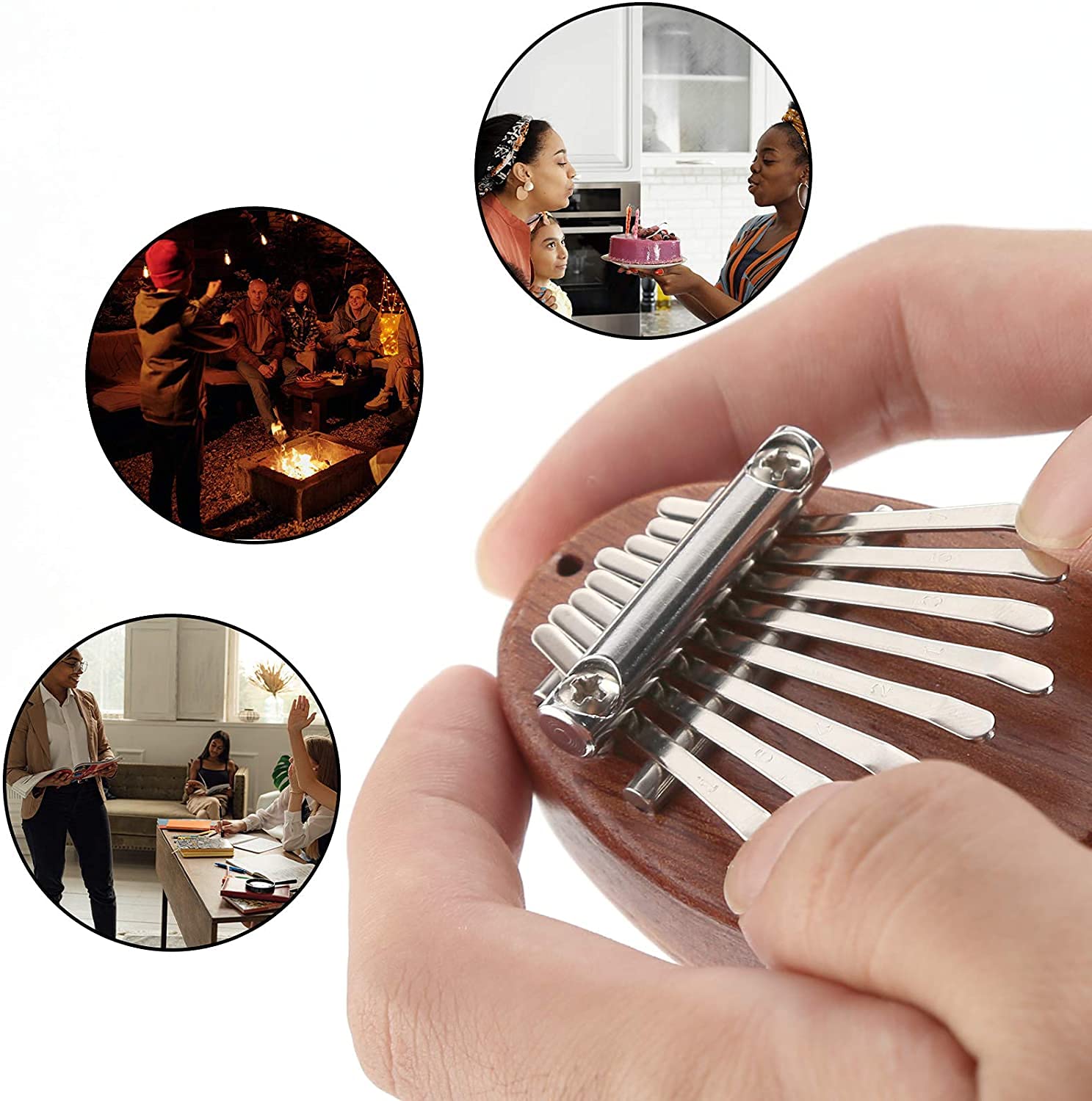 AIEX 8 Keys Mini Kalimba Thumb Piano with Lanyard Pocket Thumb Piano Portable Mbira Finger Piano Gift for Children Adults Beginners