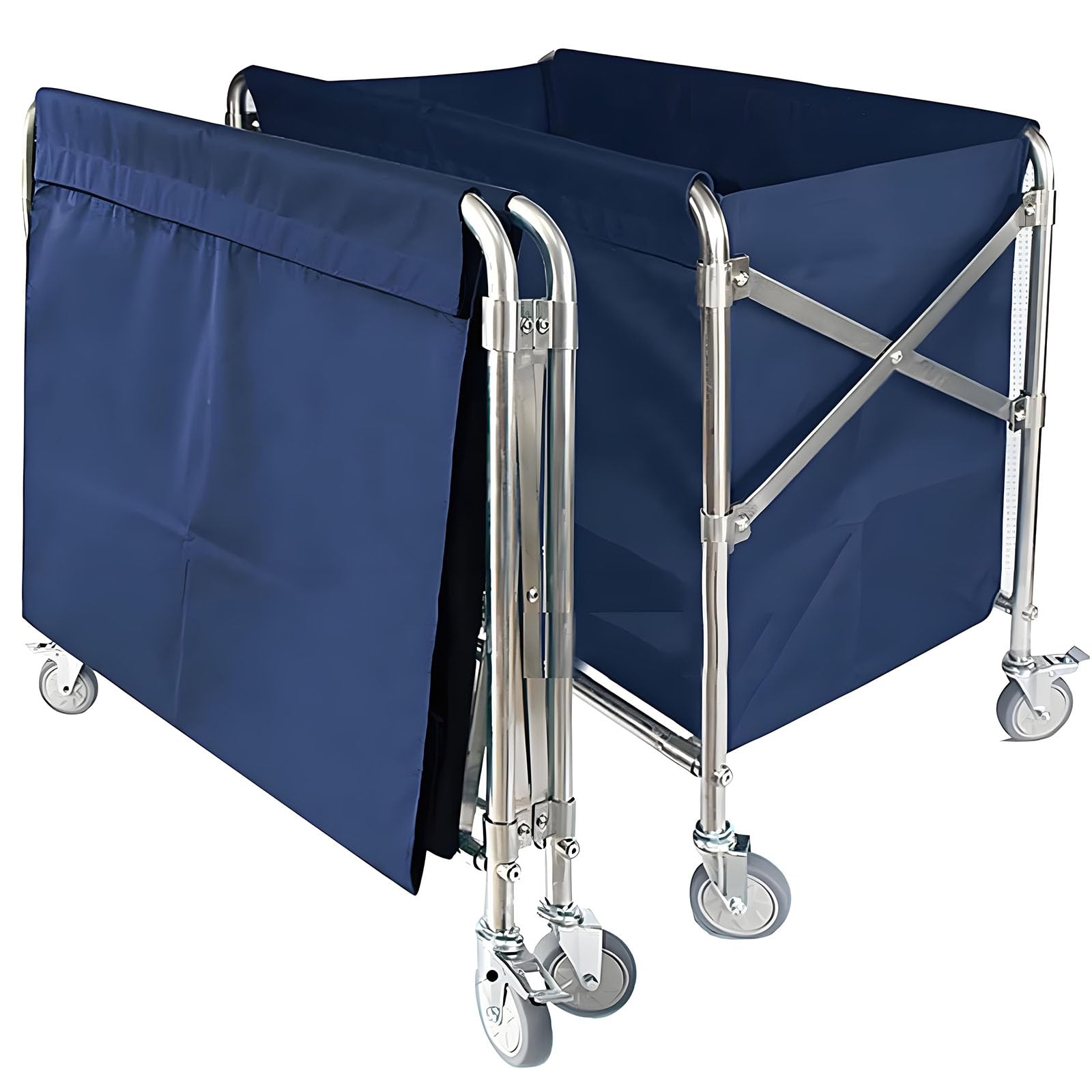 Collapsible Laundry Cart with Wheels Commercial 12 Bushel Folding Laundry Basket, Heavy Duty Rolling Laundry Hamper with Removable Waterproof Oxford Bag and Reinforced Steel Frame, 330 lbs Load 