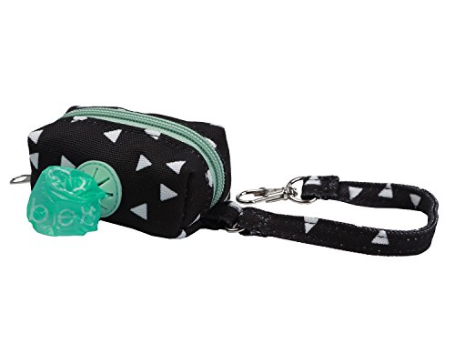 Goobie Baby Diaper Bag Dispenser, Includes Roll of Unscented Disposable Refill Bags | Waste Bag Holder for Stroller (Black Triangle Dispenser + 1 Roll)