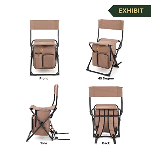 Arrowhead Outdoor Multi-Function 3-in-1 Compact Camp Chair: Backpack, Stool & Insulated Cooler, w/Bottle Holder & Storage Bag, External Pockets, Backrest, Fishing, Hiking, Heavy-Duty, USA-Based