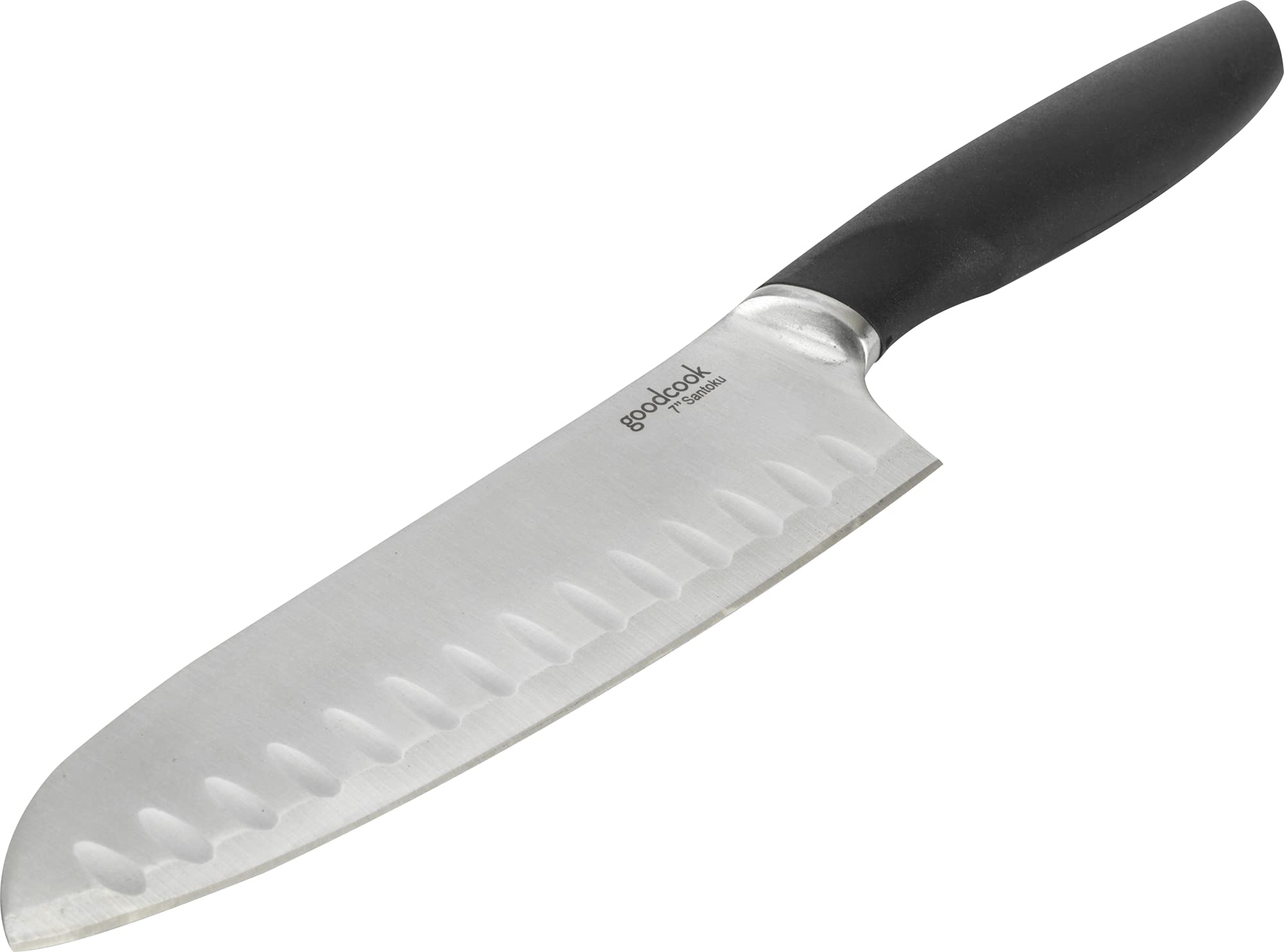 GoodCook Touch 7-Inch Santoku Knife, High Carbon Steel, Non-Slip Comfort Grip, Dimpled Knife Blade for Easy Slicing, Small Kitchen Knife for Mincing and Dicing, Durable and Sharp Knife