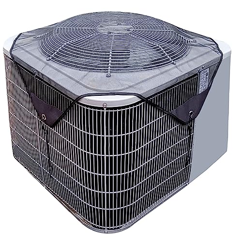 Air Conditioner Covers for Outside Units Central Ac Cover Leaf Guard Heavy Duty Mesh AC Defender for Outdoor Square Units, All Season Black (24 x 24 inch )