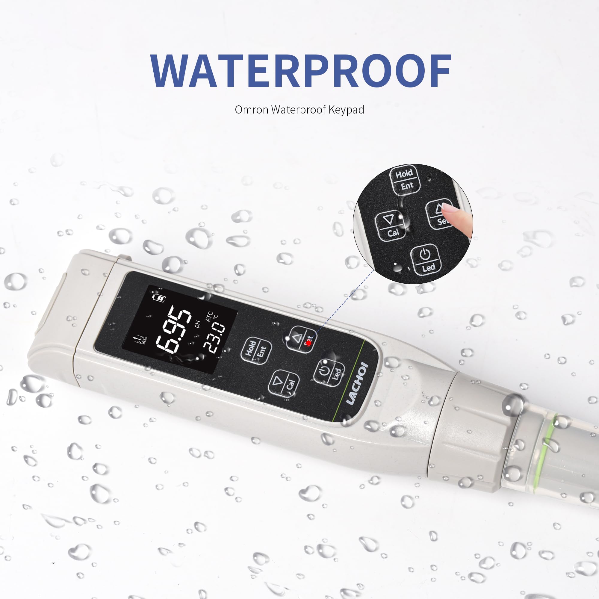 LACHOI pH Meter with ATC Digital PH Tester Pen with Backlight 0.01 High Accuracy Waterproof pH Tester Kit PH Pen Meter Temp/Water Tester for Hydroponics,Aquarium,Pool,Soil