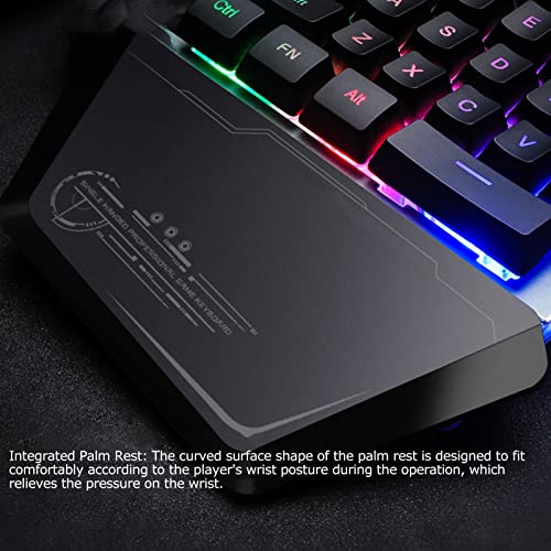 ciciglow Gaming Keyboard, 35 Keys One Handed RGB Keyboard, Ergonomic Design Small Mechanical Keyboard Compatible for Notebook Gamers