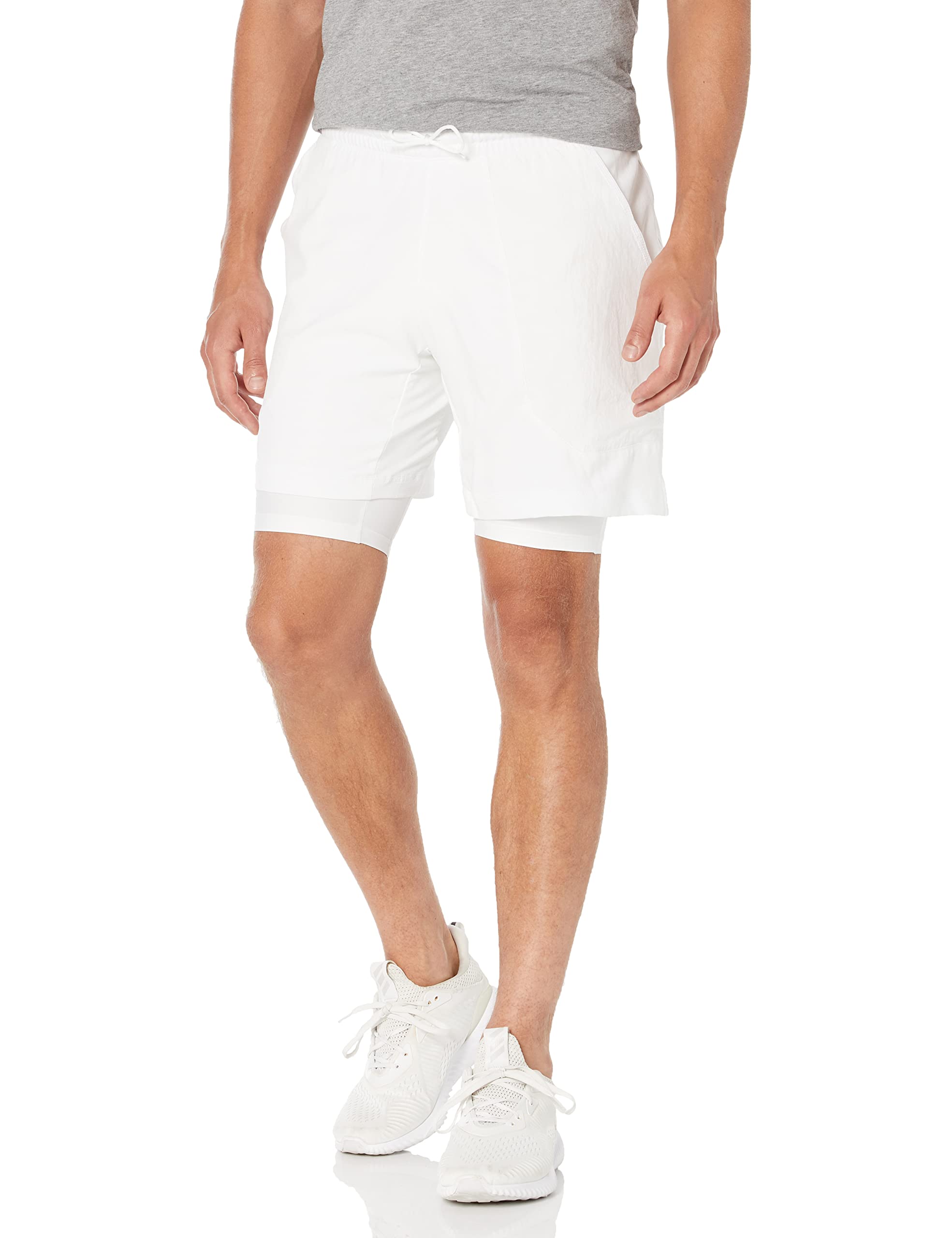 adidas mens London 2 in 1 Shorts, White, X-Small US