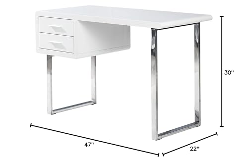 Best Master Furniture Brynna Modern Lacquer Computer Desk, White