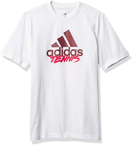 adidas mens Tennis Graphic Logo T-Shirt White/White Small