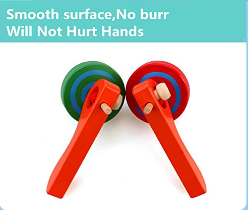 FQStech Wooden Spinning Top Gyroscope peg-top with Handle and Pull String Wire,can Last Long time, Color Random