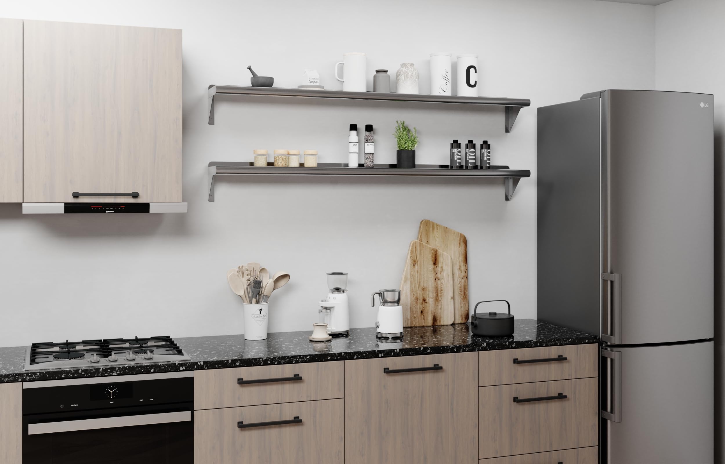 AmGood 8" X 60" Stainless Steel Wall Shelf | Metal Shelving | Garage, Laundry, Storage, Utility Room | Restaurant, Commercial Kitchen | NSF