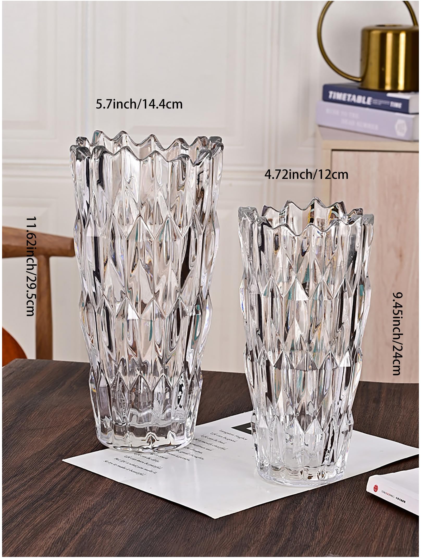 Amastesay Super Heavy Glass Vases for Flowers,Hand Blown Glass for Home,Kitchen,Clear Vases for Centerpieces(Can't be Knocked Over Easily)