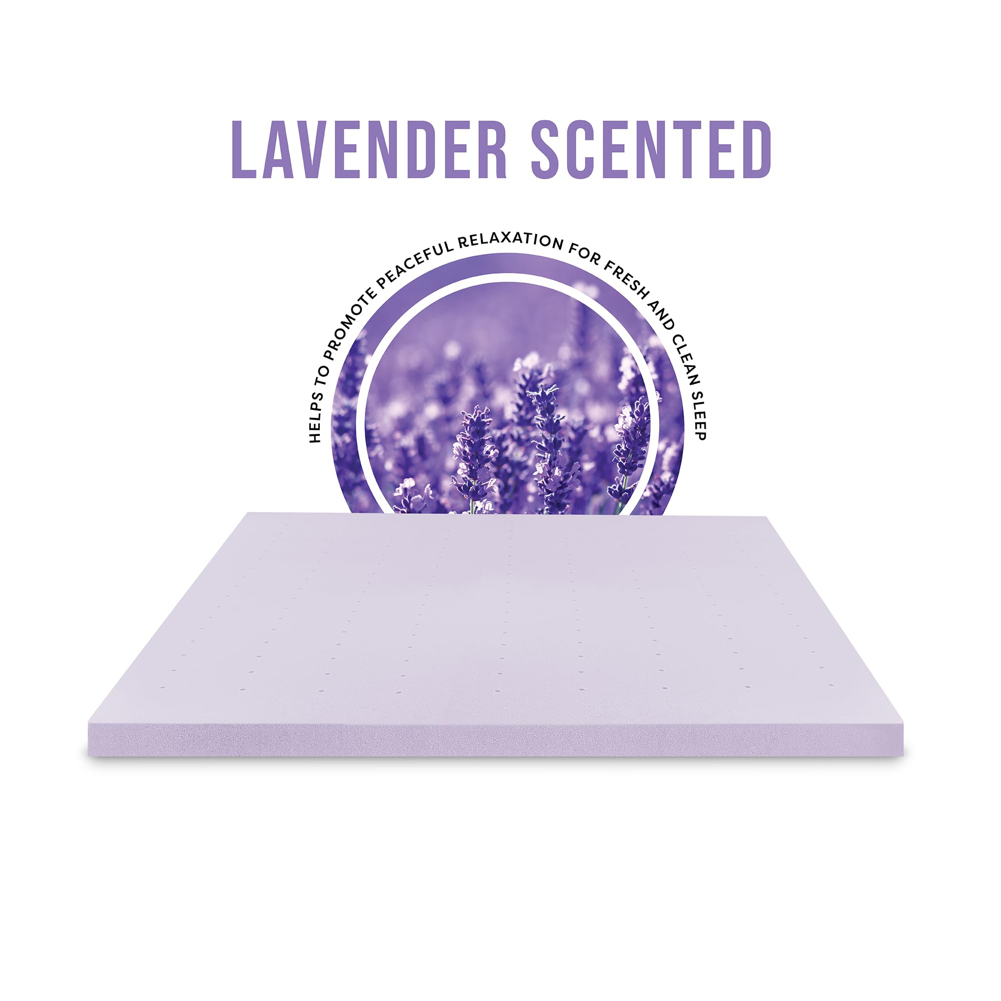 Bodipedic 3 Inch Lavender Memory Foam Mattress Topper, Lavender Infused Mattress Topper, Lavender Scented, CertiPUR-US Certified Foam, Purple