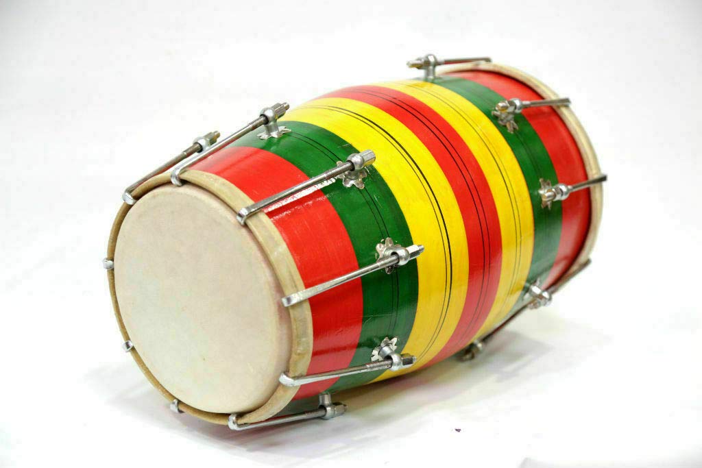 Generic IndienKultur Musical Instrument Wooden Nut & Bolt Small Size 12 Inch Baby Dholak For Kids