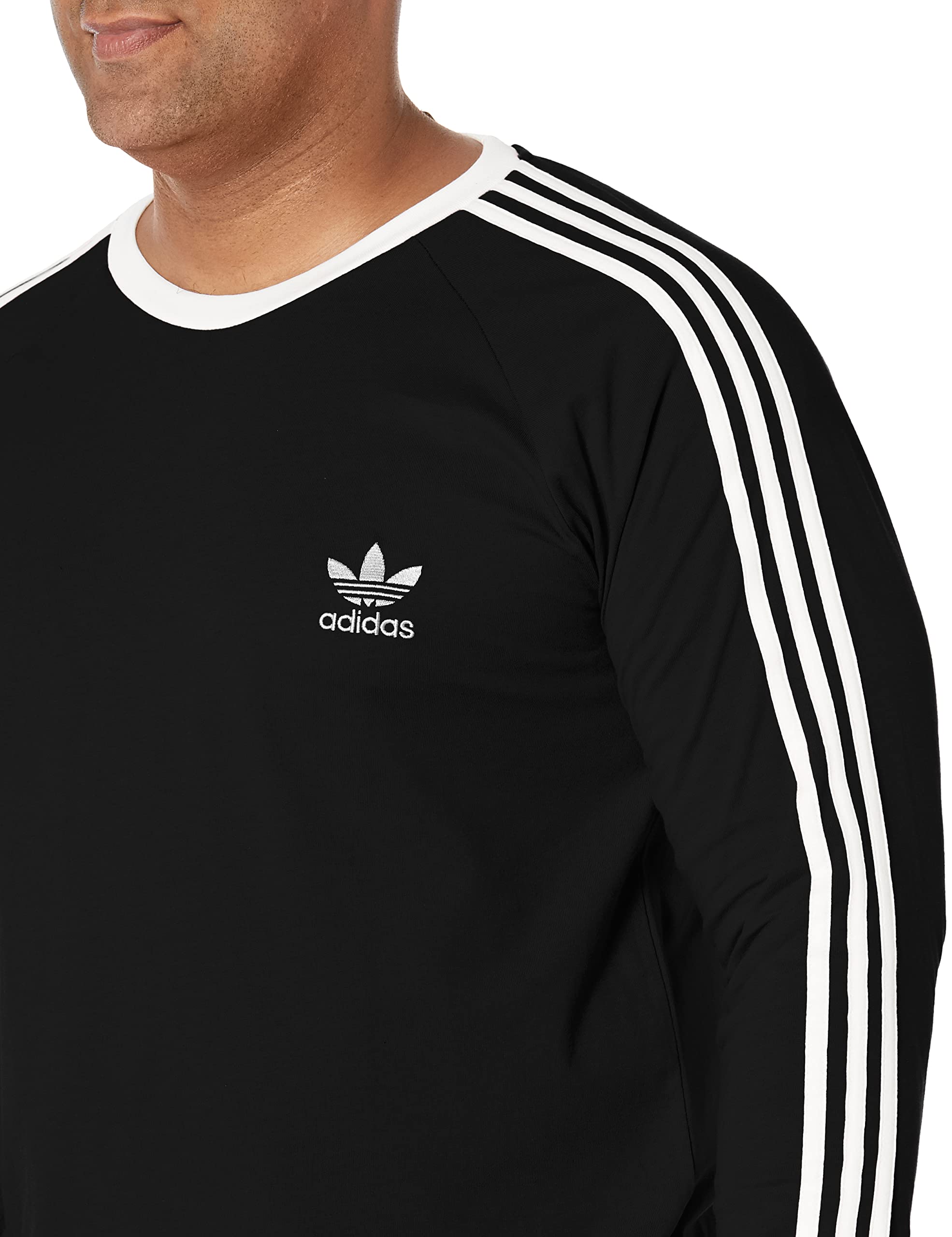 adidas Originals,mens,3-Stripes Long Sleeve Tee,Black,Small
