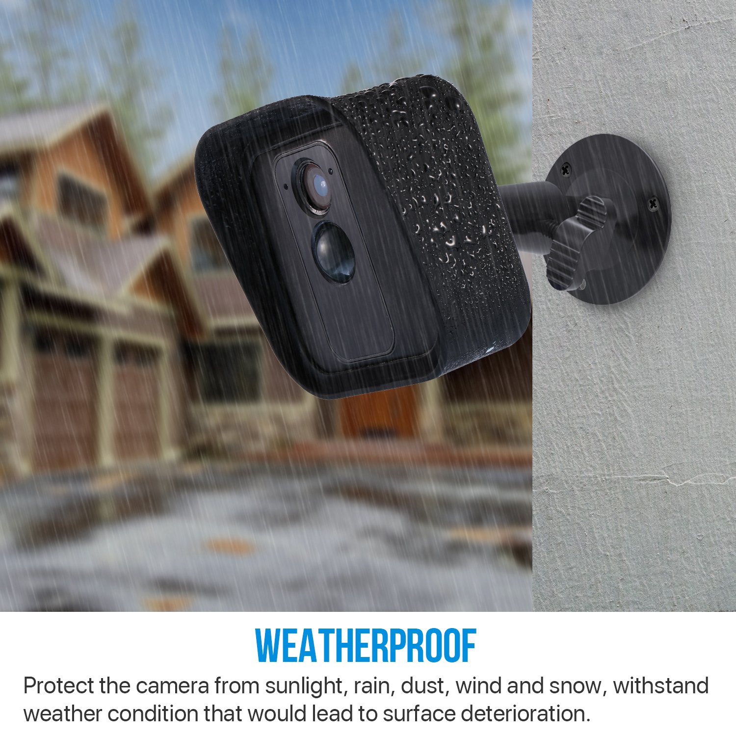 Frienda 360 Degree Adjustable Wall Mount Bracket and Silicone Protective Skin for Blink XT Indoor/Outdoor Security Camera (2, Black)