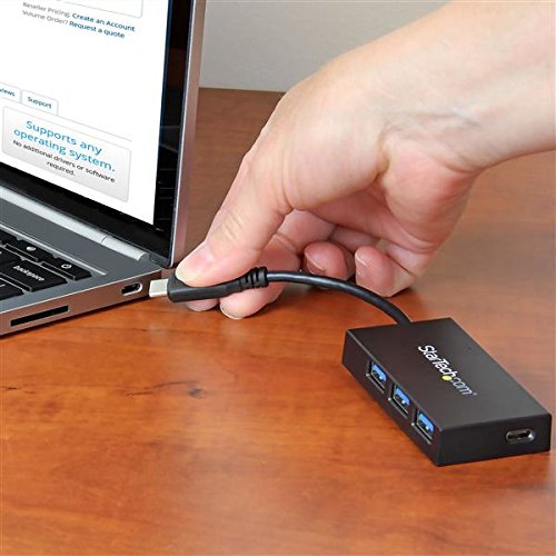 StarTech.com 4-Port USB 3.0 Hub - Powered USB 3.0 Hub - USB-C to 1x USB-C and 3X USB-A Adapter - USB 3.0 (5Gbps) - USB-C Port Expander, TAA (HB30C3A1CFB)