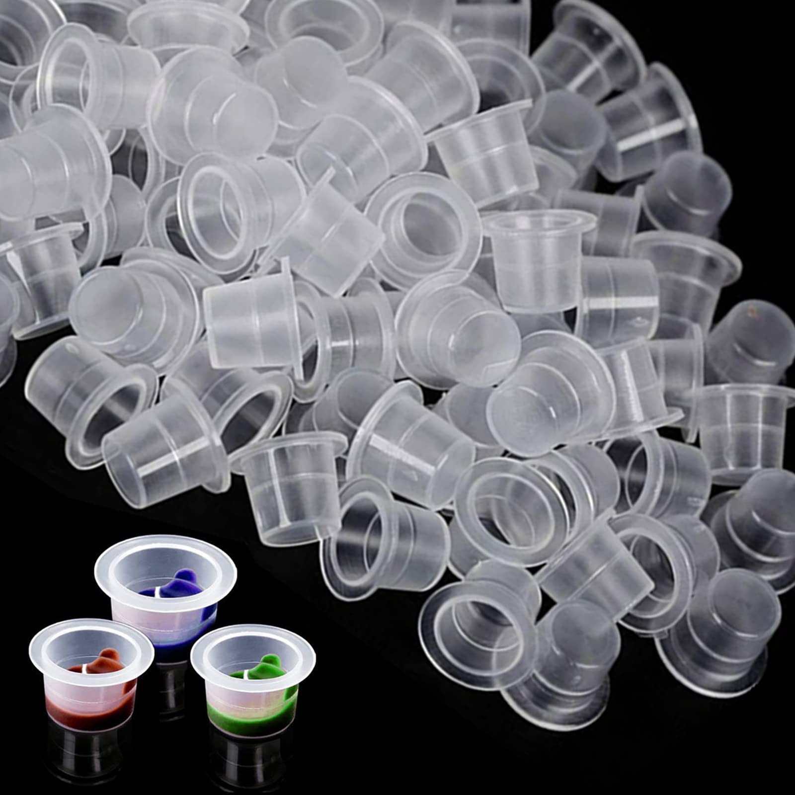 Yuelong 1000pcs Tattoo Ink Caps Cups 13MM Medium Disposable Pigment Cups Caps Plastic Microblading Ink Cups for Tattoo Ink Supplies