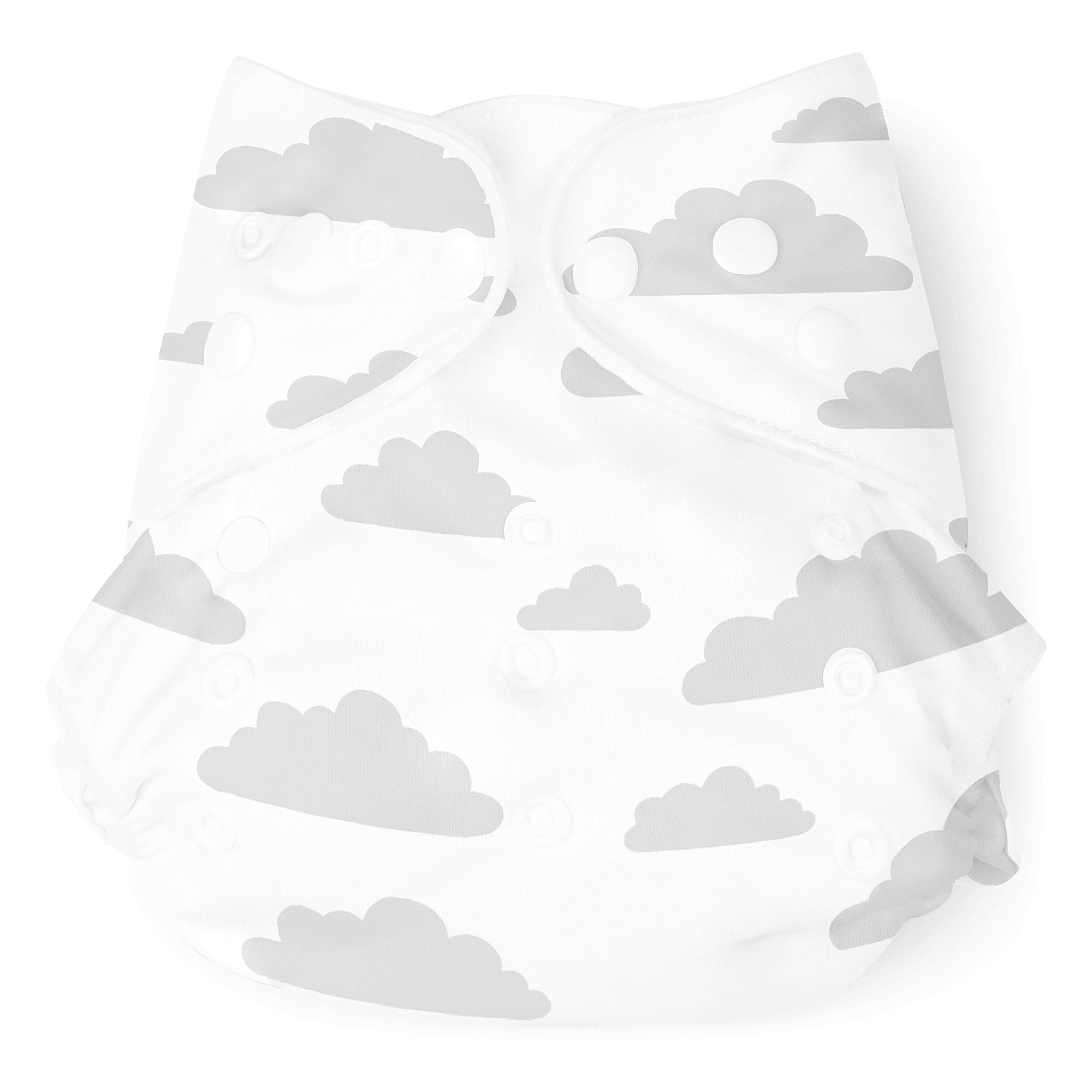 BaeBae Goods Adjustable Cloth Diapers for Boys and Girls β 8 Reusable Cloth Diapers for Babies with 8 Cloth Diaper Inserts (Grey Plaid)