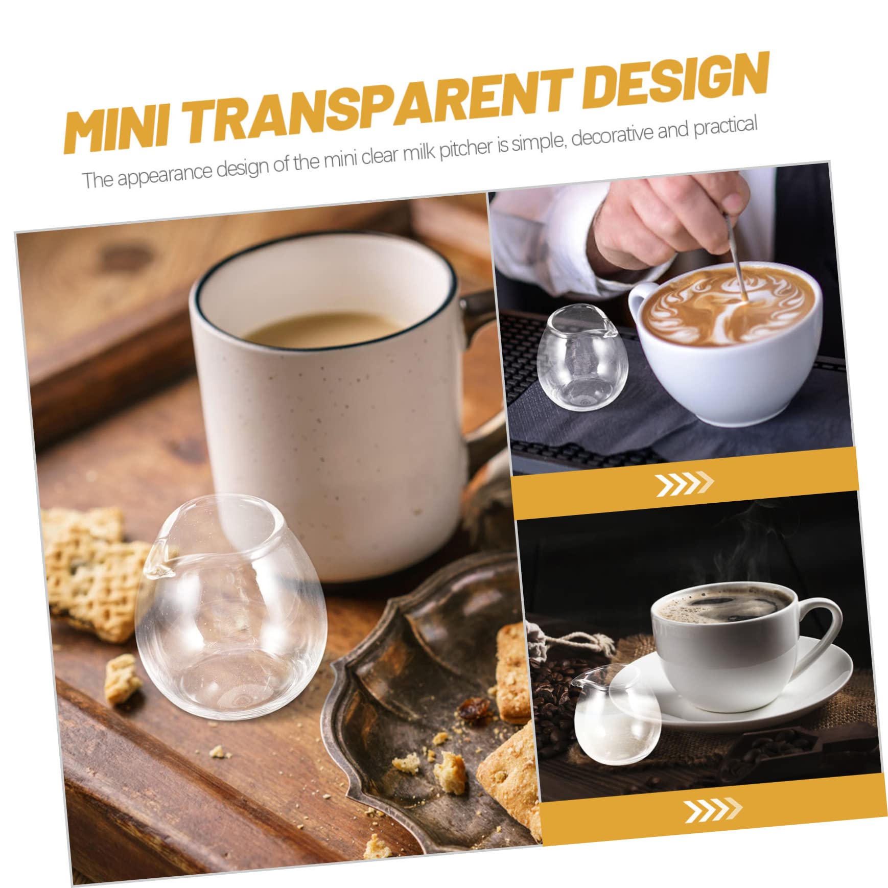 BESTOYARD 2 Pcs Mini Glass Milk Cup Mini Glass Milk Pitcher for Sauce Maple Syrup Pitcher Mini Glass Milk Pitcher for Coffee Espresso Shots Mini Kettle Tea Small Material Honey