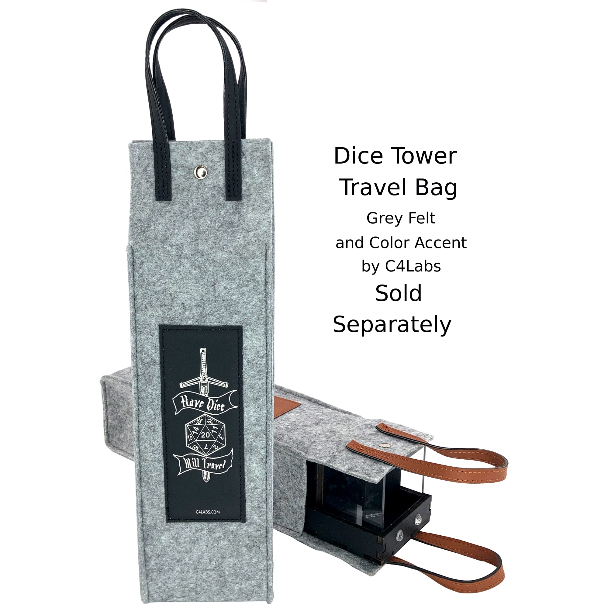 C4Labs Tall Velvet Lined Dice Tower - Softer Sound - Color Options (Tower w/Black Tray)