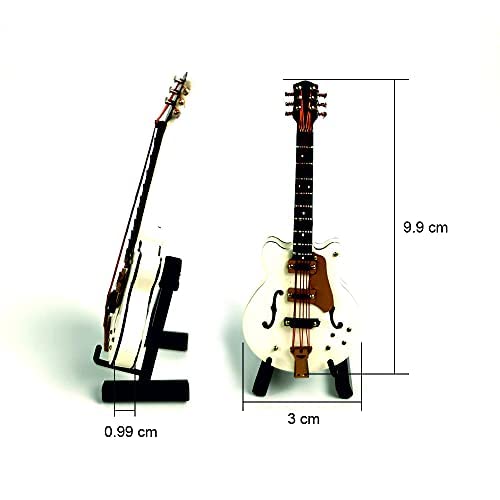 ALANO Electric Guitar Ornaments Musical Instrument Mini Guitar with Stand (10cm)