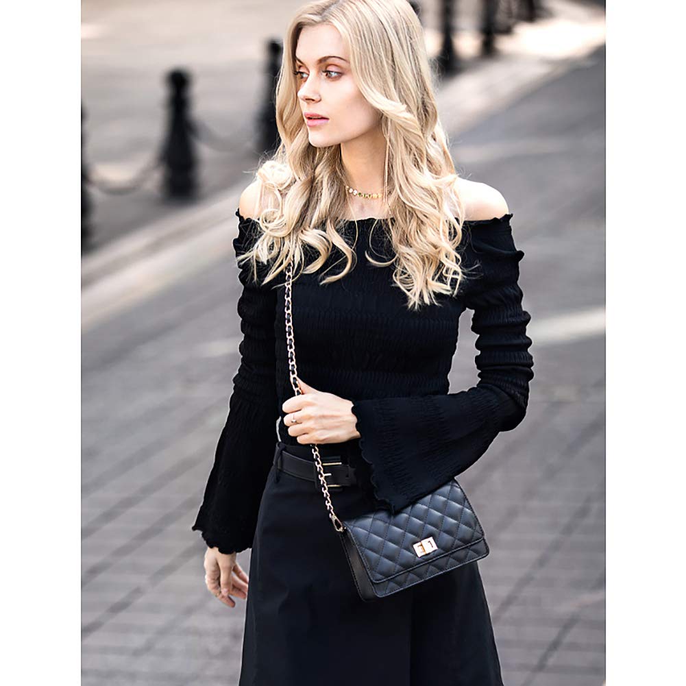 Glamorstar Gold Purse Chain Straps Woven Leather Crossbody Replacement Straps for Handbag Wallets Clutch Bags Black 120cm/47in