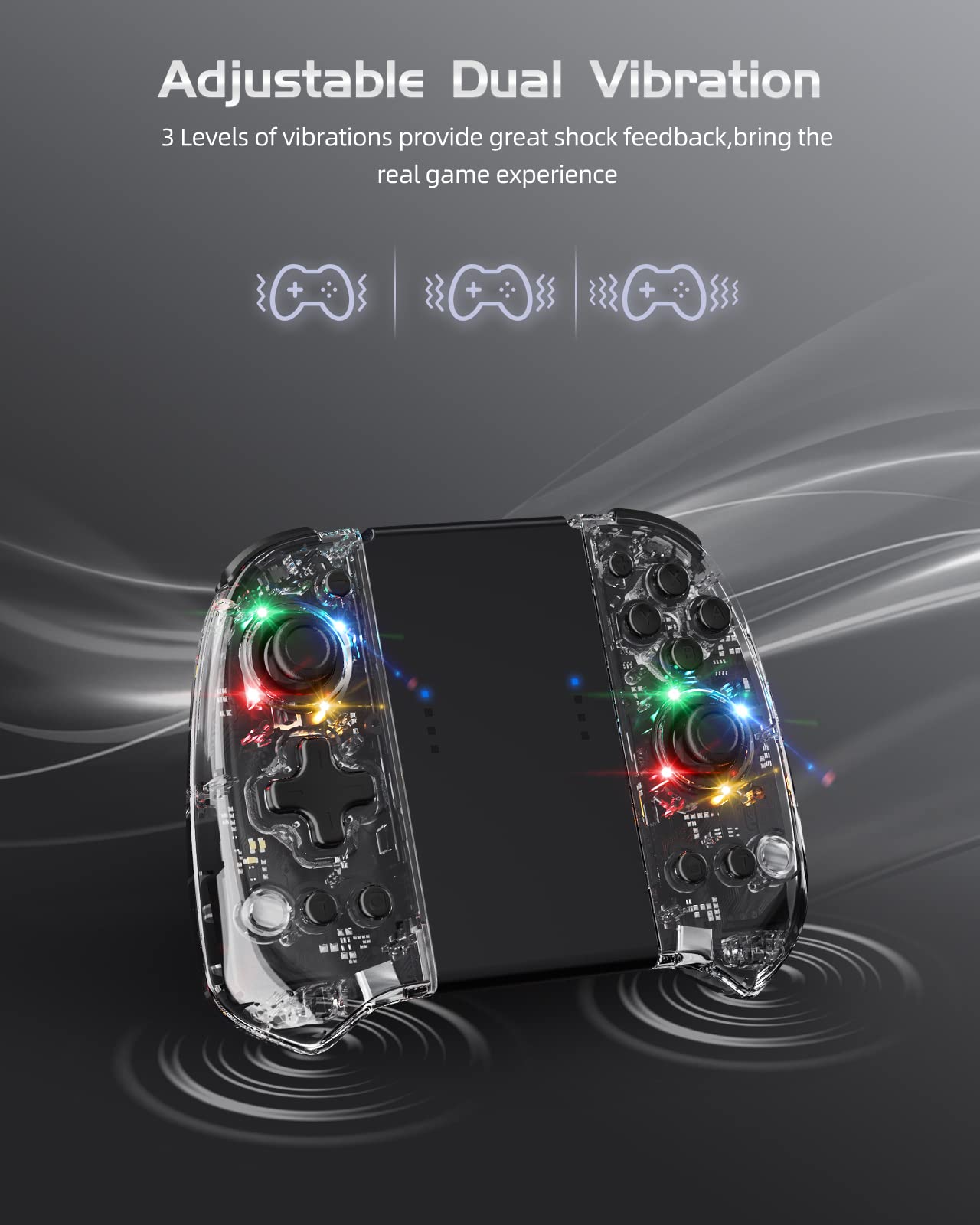 DOYOKY Wireless Game Controller, Bluetooth Controller for PC/Android/Steam/Switch, PC Controller with LED Backlight, Gamepad with Turbo/6-Axis Gyro/Dual Motors (with Phone Bracket)