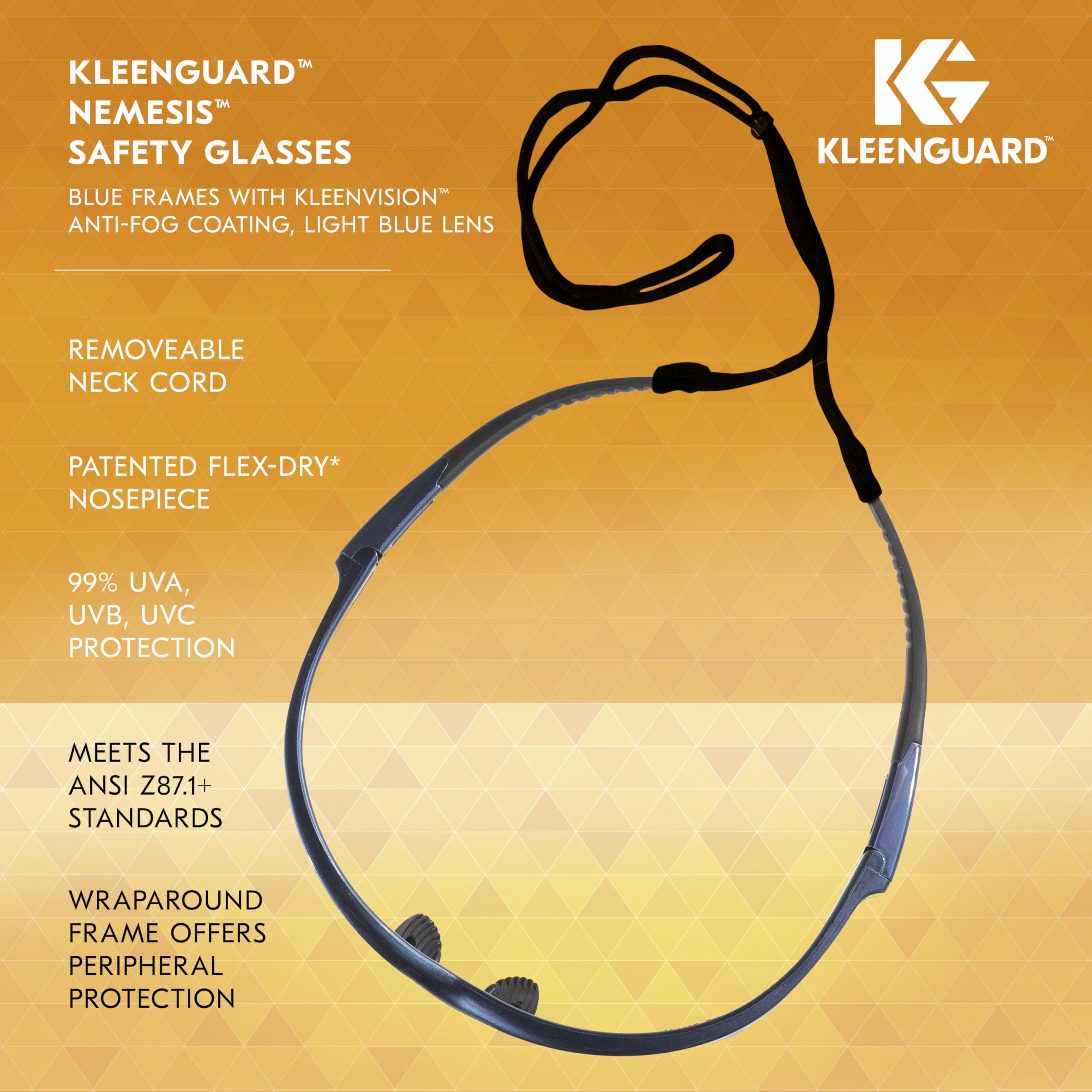 KleenGuard™ V30 Nemesis™ Safety Glasses (19639), Light Blue Lenses with KleenVision™ Anti-Fog coating, Blue Frame, Unisex Eyewear for Men and Women (12 Pairs/Case)