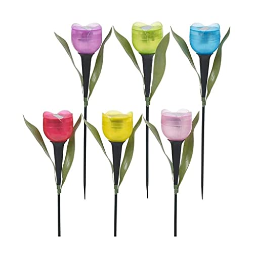 DZXCHM 6 Pcs Solar LED Light Outdoor MultiColor Solar Flower Tulip Light Bulb for Home Garden Yard Lawn Landscape Night Lamp