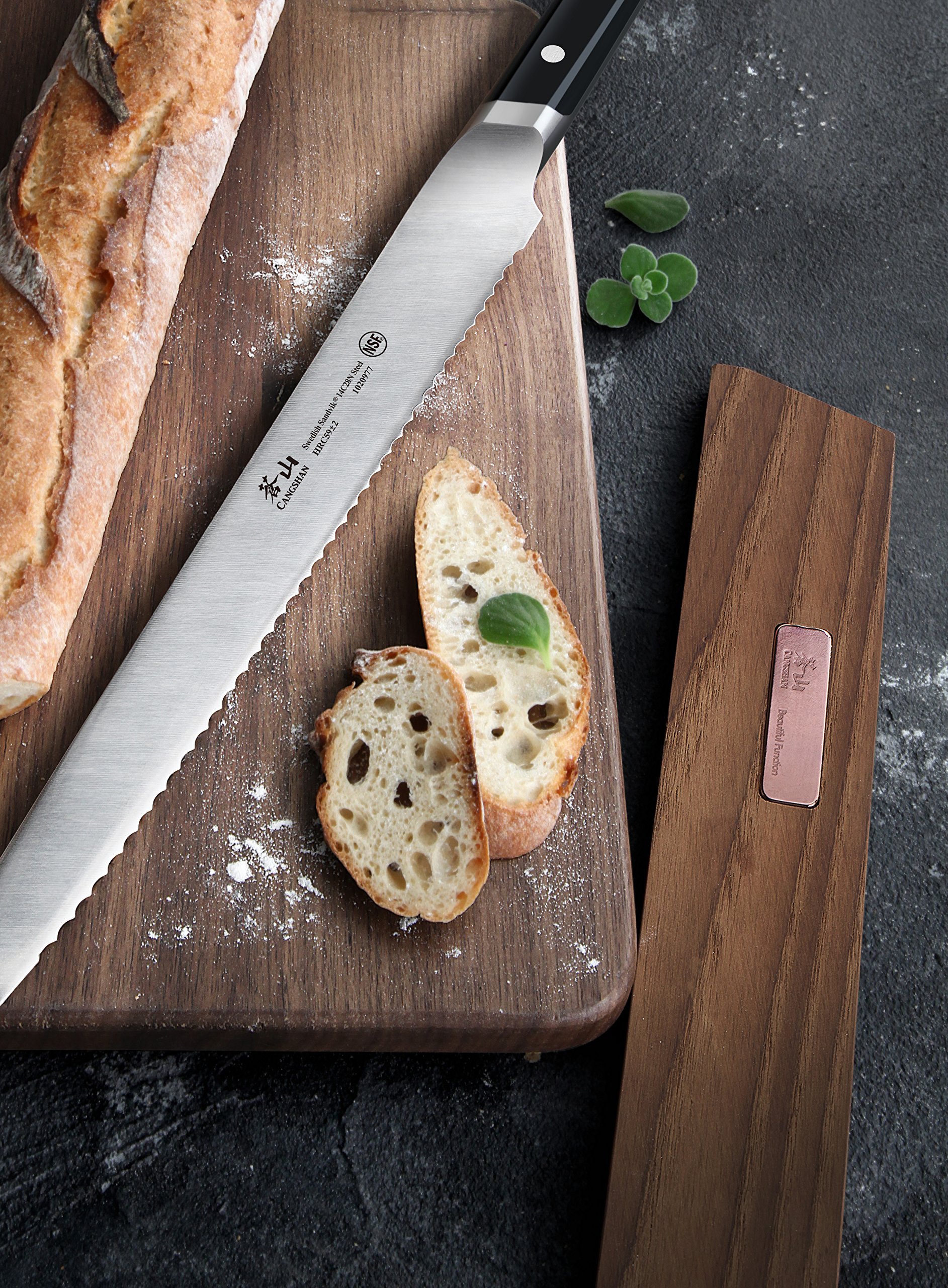 Cangshan 1021516 Solid Ash Wood Magnetic ANCHOR Knife Sheath Only for 10.25-Inch Bread Knife