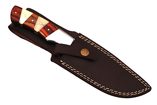AishaTech Fortune Custom Hand Made Hunting Knife Damascus Steel Blade Wood Bone Handle