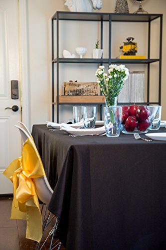 E-TEX Oblong Tablecloth - 90 x 156 Inch - Black Rectangle Table Cloth for 8 Foot Rectangular Table in Washable Polyester